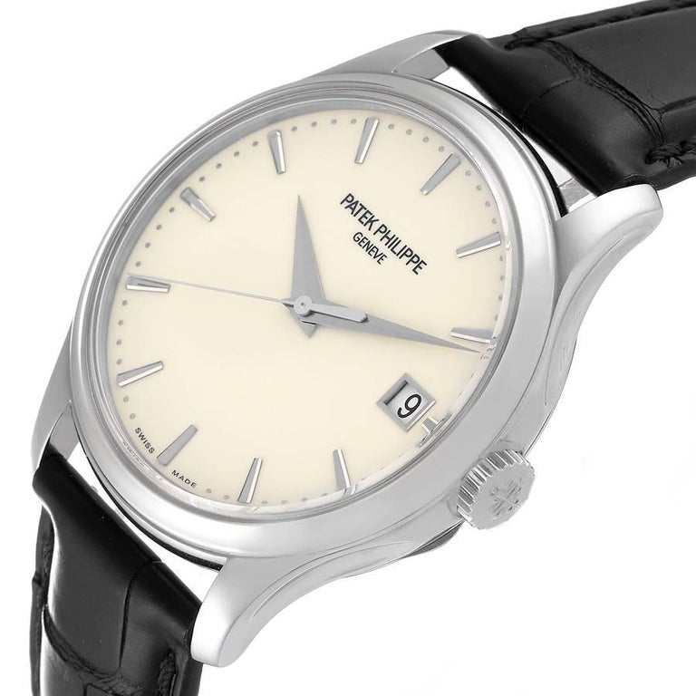 Patek Philippe Calatrava Hunter Case White Gold Mens Watch 5227 Papers For Sale at 1stDibs