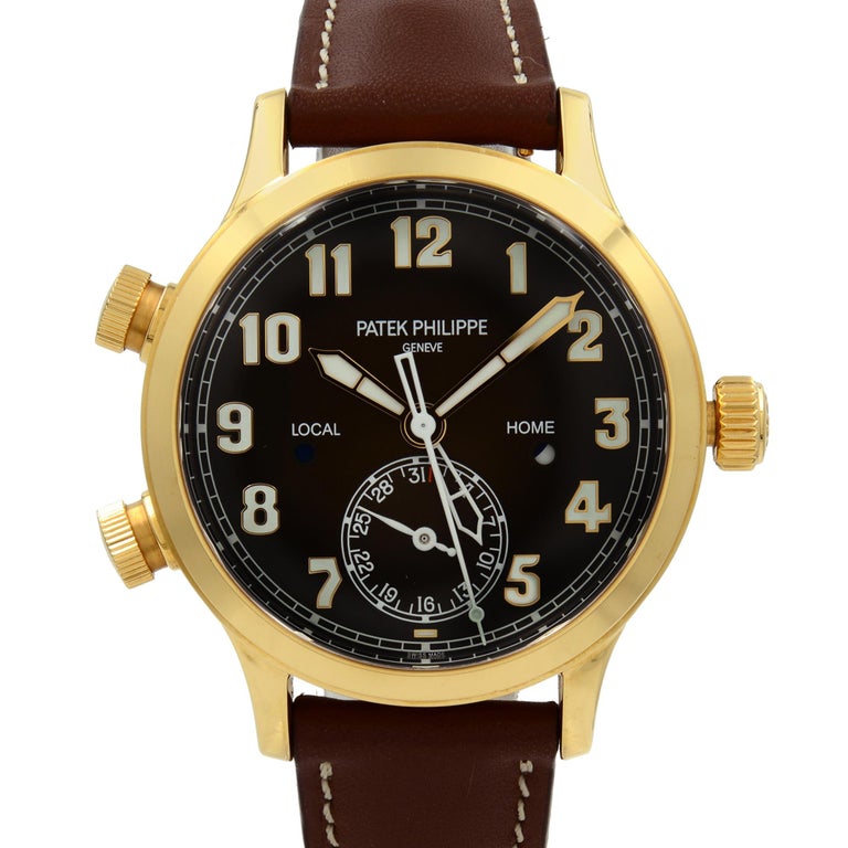 Patek Philippe Calatrava Pilot Travel Time 18K Rose Gold Automatic ...