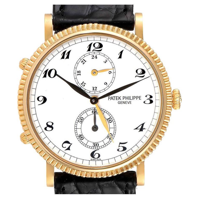 Patek Philippe Calatrava Travel Time Yellow Gold Mens Watch 5034 Box ...