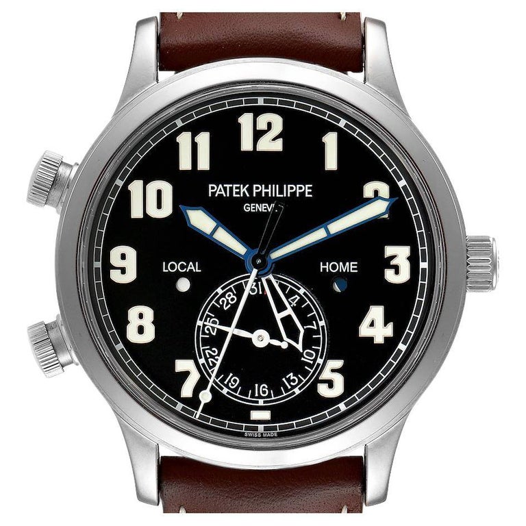 Patek Philippe Calatrava White Gold Pilot Travel Time Mens Watch 5524 ...