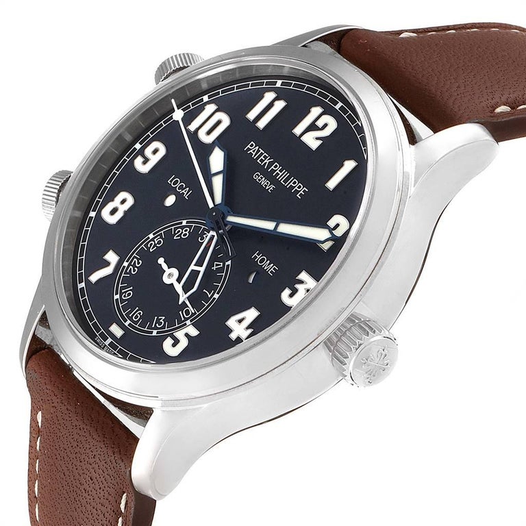Patek Philippe Calatrava White Gold Pilot Travel Time Watch 5524 Box ...