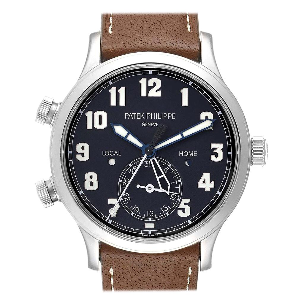 Patek Philippe Calatrava White Gold Pilot Travel Time Watch 5524 Box ...