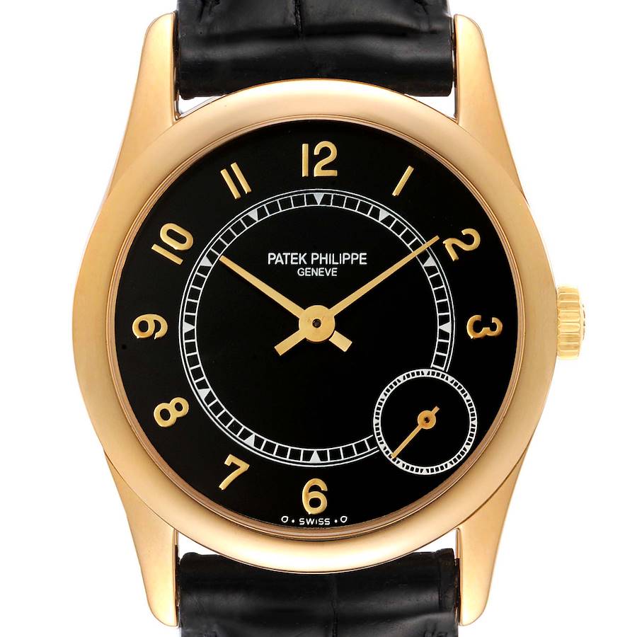 Patek Philippe Calatrava Yellow Gold Black Dial Automatic Mens Watch ...