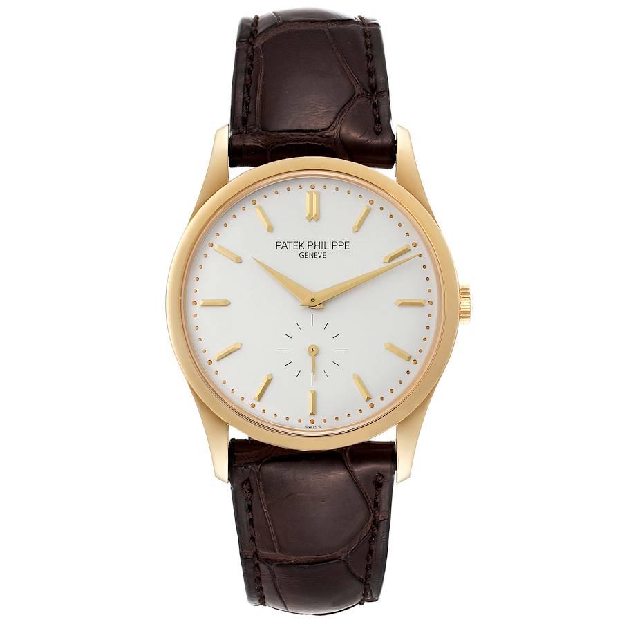 Patek Philippe Calatrava Yellow Gold Silver Dial Mens Watch 5196J Box ...