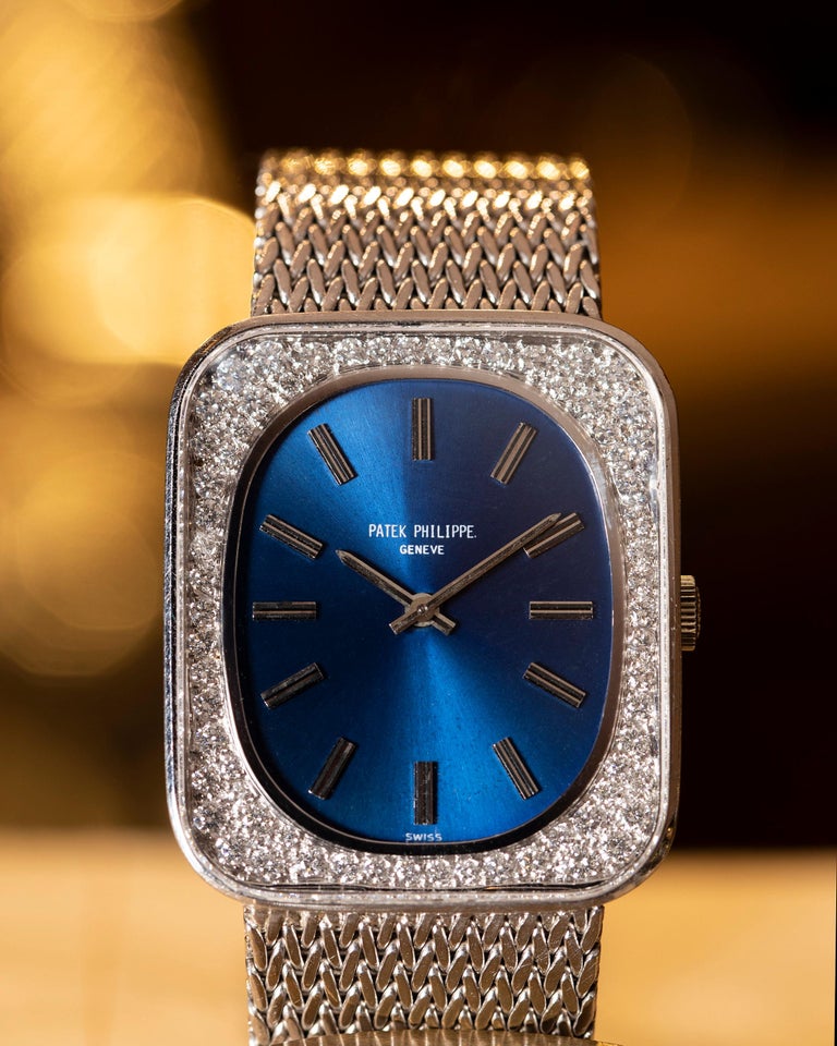 Patek Philippe Ellipse white gold and diamonds For Sale at 1stDibs