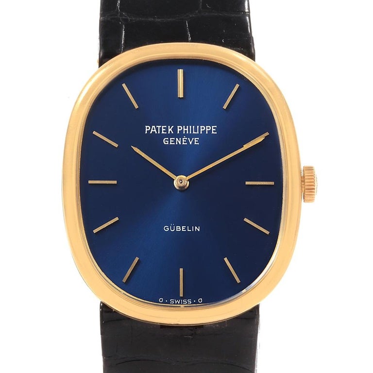 Patek Philippe Golden Ellipse 18 Karat Yellow Gold Blue Dial Men’s ...