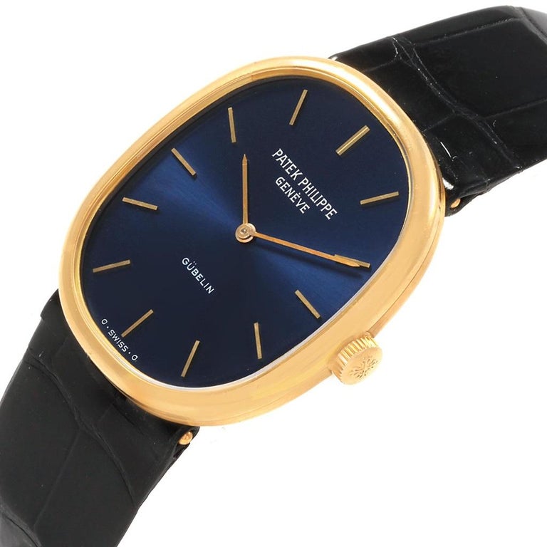 Patek Philippe Golden Ellipse 18 Karat Yellow Gold Blue Dial Men’s ...