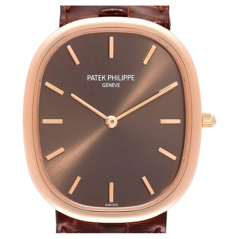 Patek Philippe Golden Ellipse Jumbo Rose Gold Automatic Mens Watch 3738 ...