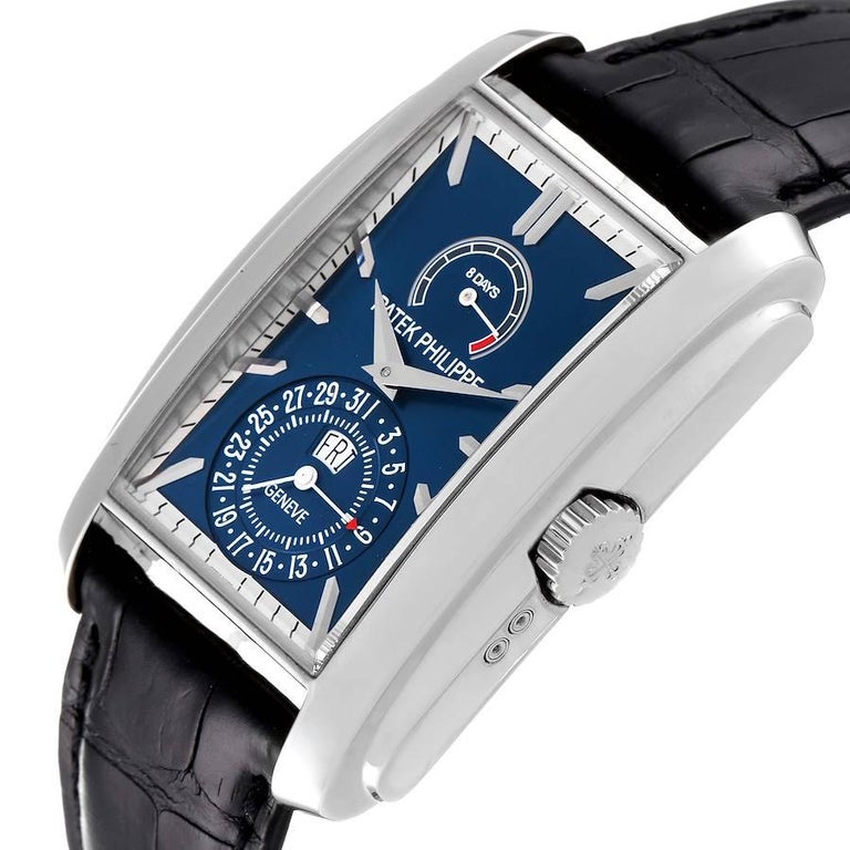 Patek Philippe Gondolo Day Date White Gold Blue Dial Mens Watch 5200 ...