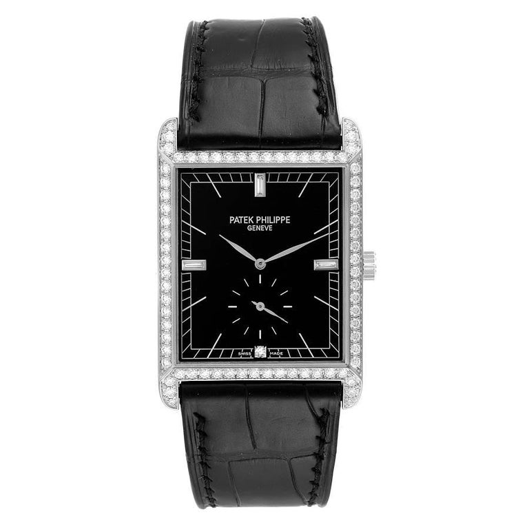Patek Philippe Gondolo White Gold Black Dial Diamond Mens Watch 5112 ...