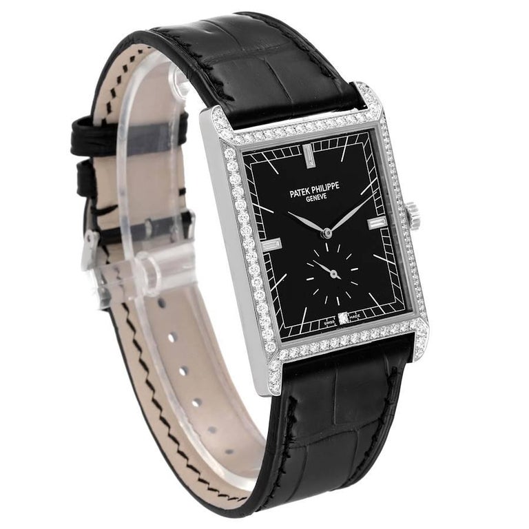 Patek Philippe Gondolo White Gold Black Dial Diamond Mens Watch 5112 ...