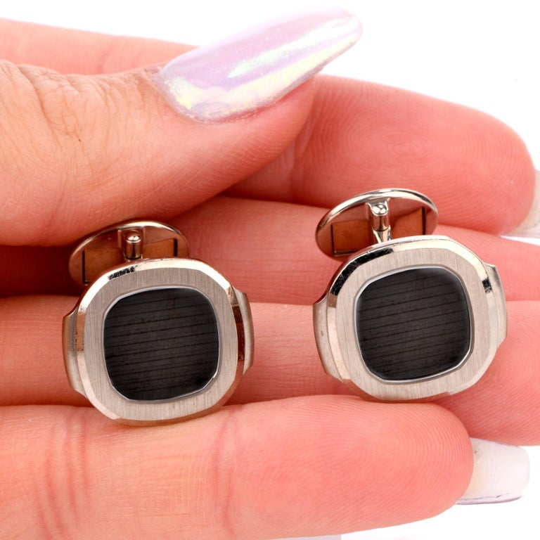 Patek Philippe Nautilus 18 Karat Gold Balck-Gray Cufflinks For Sale at ...