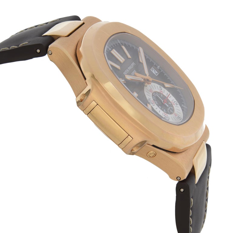 Patek Philippe Nautilus 18k Rose Gold Chronograph Automatic Mens Watch ...
