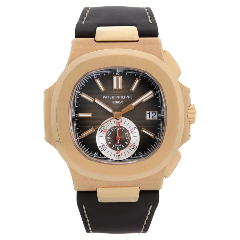 Patek Philippe Nautilus 18k Rose Gold Chronograph Automatic Mens Watch ...