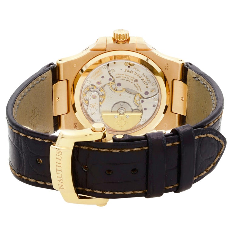 Patek Philippe Nautilus 18 Karat Rose Gold Moon Phase Automatic Watch ...