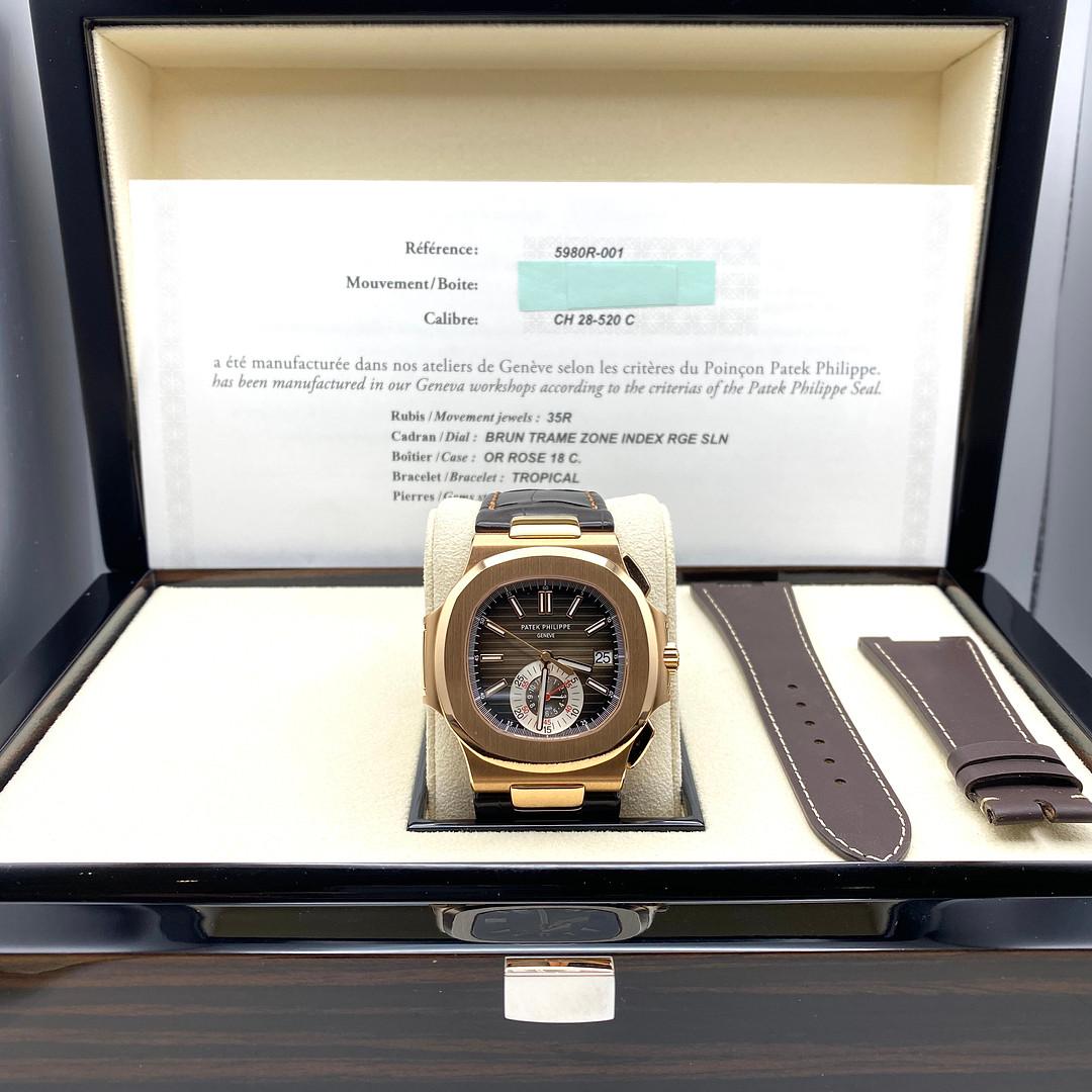 Patek Philippe Nautilus Chronograph Date Rose Gold 5980R-001 'NEW 2020 ...
