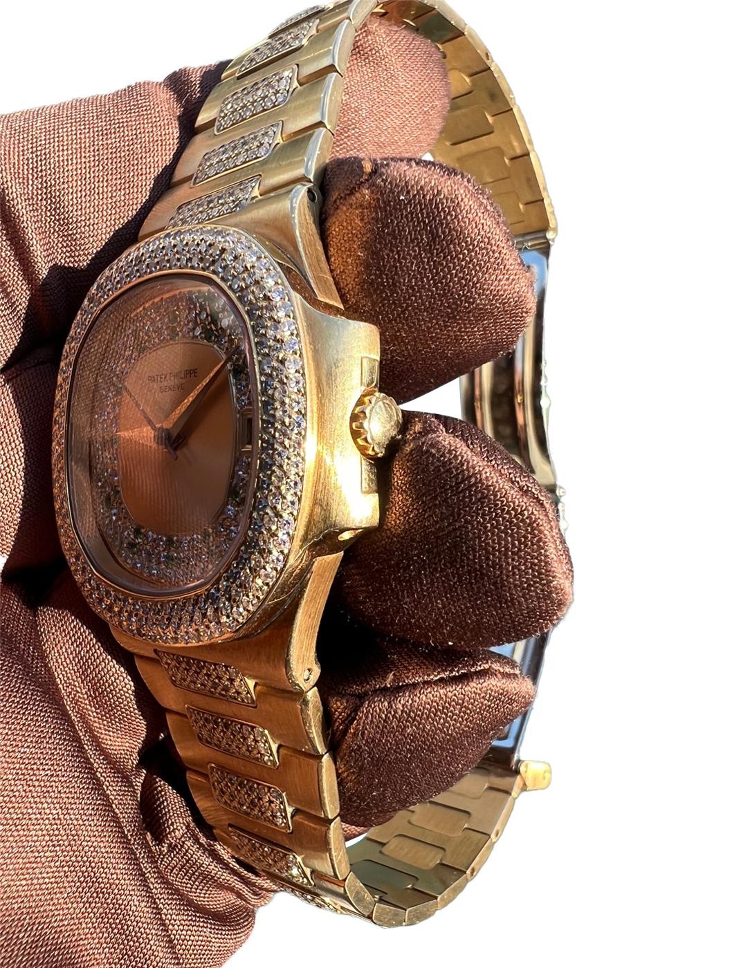 Patek Philippe Nautilus Yellow Gold Diamond Emerald Hour Watch 3800 ...