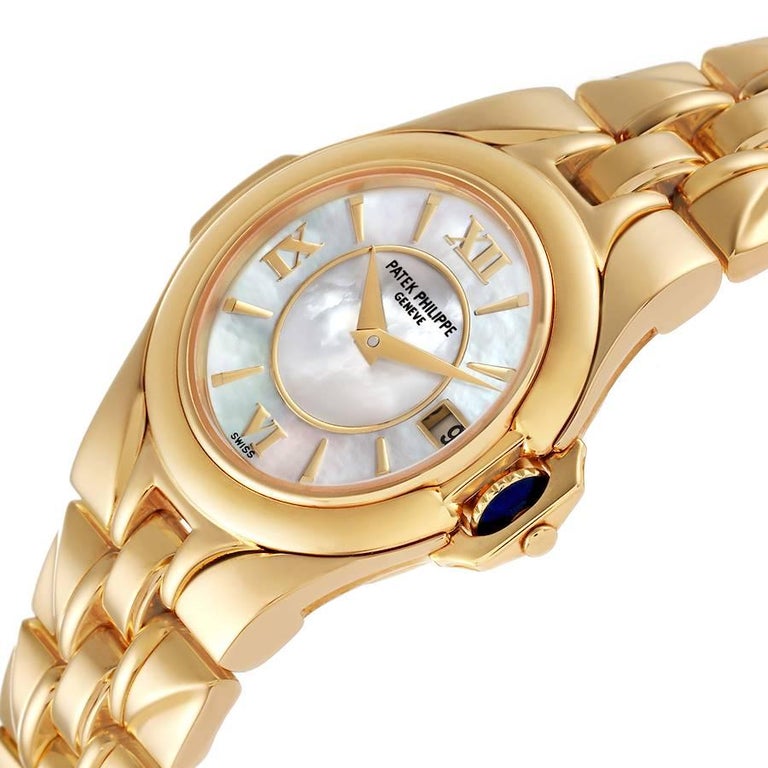 Patek Philippe Sculpture Yellow Gold MOP Dial Ladies Watch 4891 For ...