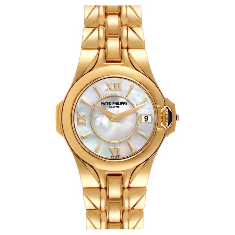 Patek Philippe Sculpture Yellow Gold MOP Dial Ladies Watch 4891 For ...