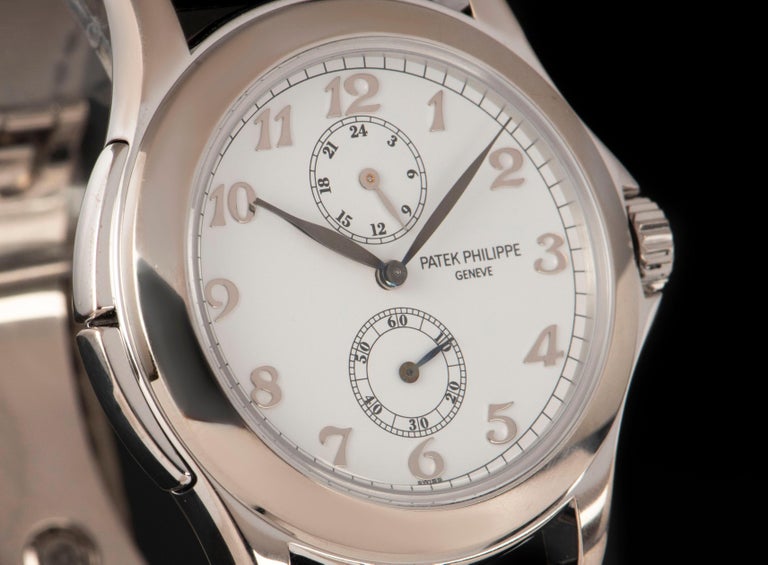 Patek Philippe White Gold White Dial Travel Time Manual Wristwatch Ref ...