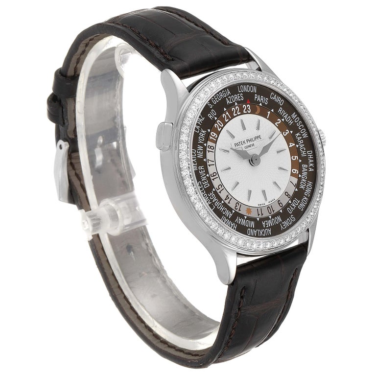 Patek Philippe World Time Complications White Gold Diamond Watch 7130 ...