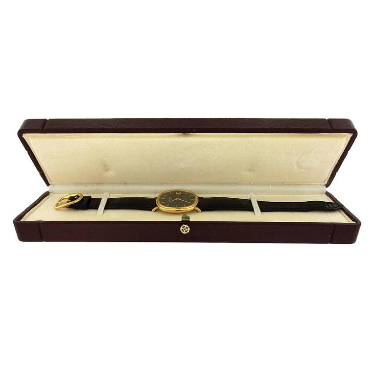 Patek Philippe Yellow Gold Ellipse Blue Dial automatic Wristwatch Ref ...