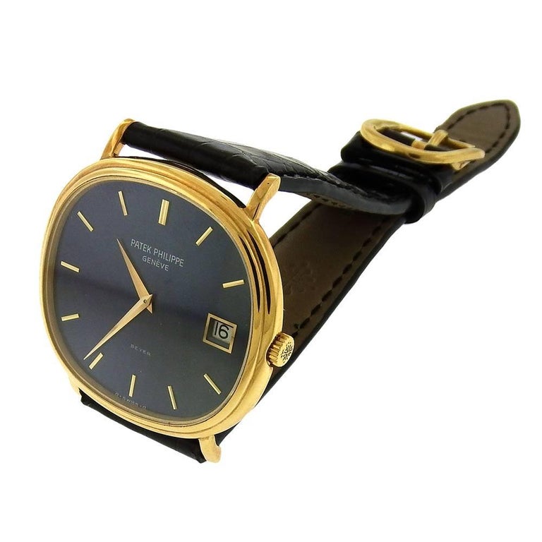 Patek Philippe Yellow Gold Ellipse Blue Dial automatic Wristwatch Ref ...