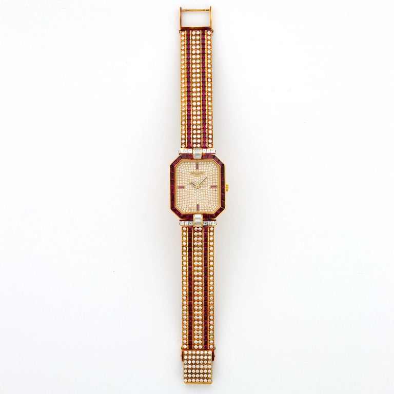 Patek Philippe Yellow Gold Ruby and Diamond Watch Ref. 3994 at 1stDibs