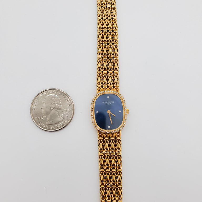 Patek Phillippe Blue Face Diamond and 18k Yellow Gold Women's Watch at ...