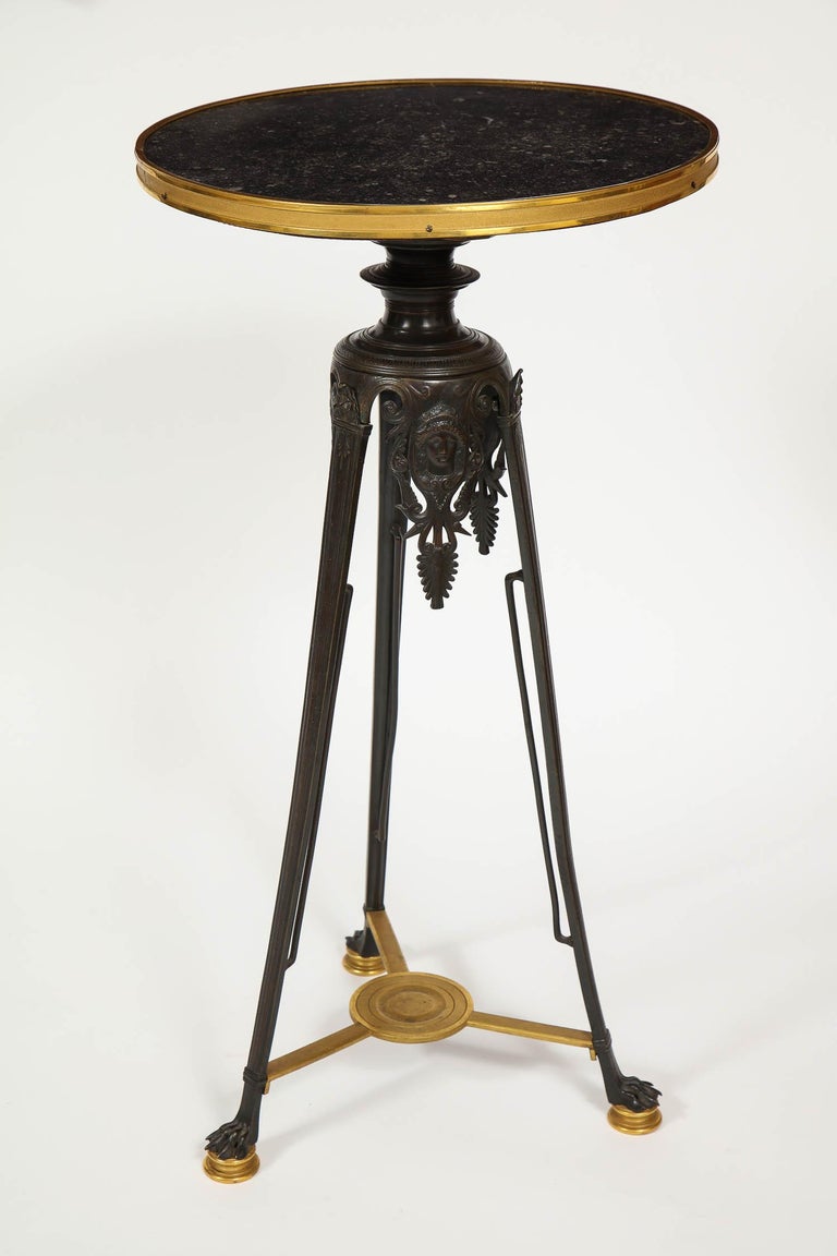 Patinated and Dore Bronze Empire/Neo-Grec French Side Table, Att. F ...