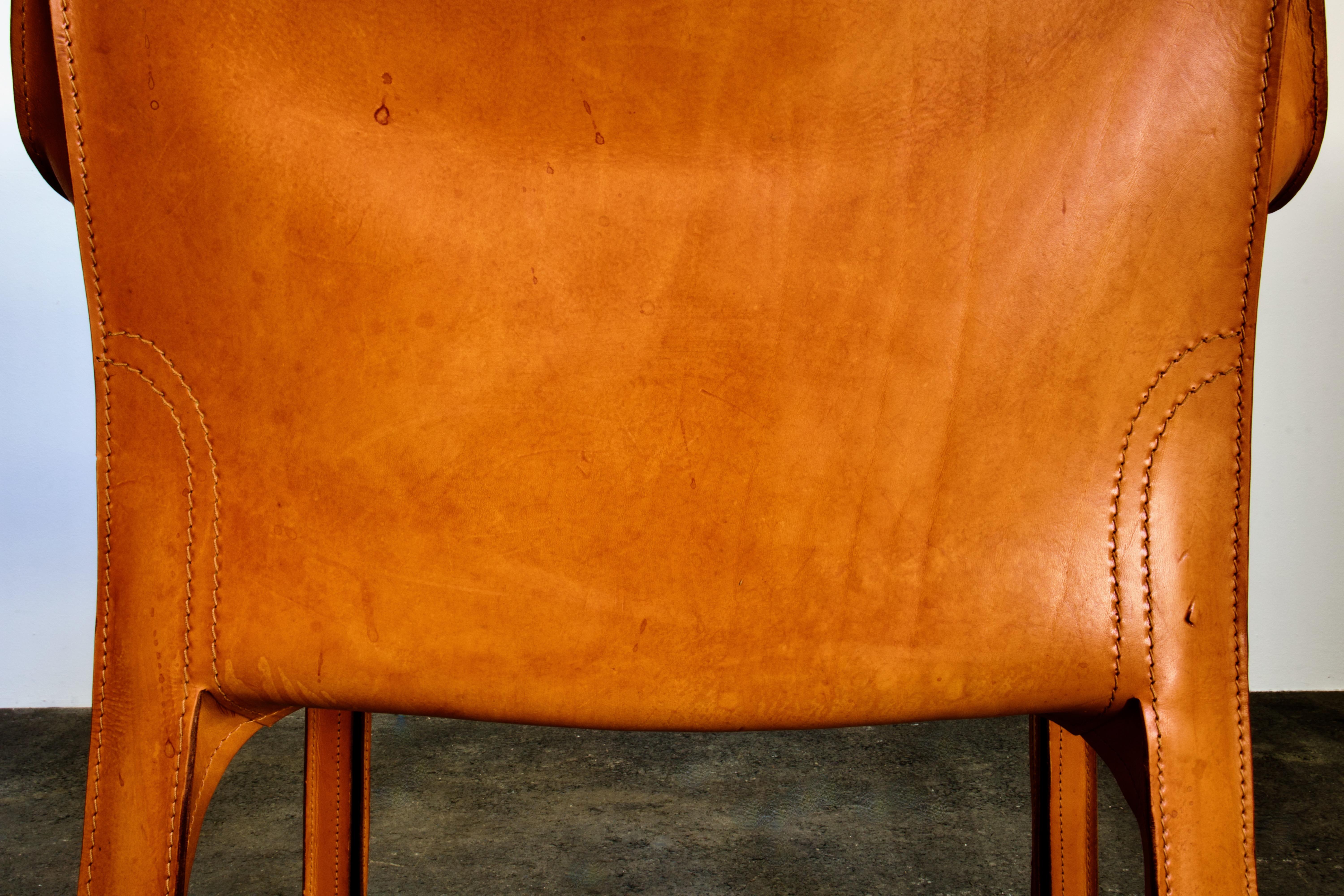 Patinated Bellini CAB 413 Armchair in Vintage Cognac Saddle Leather for ...