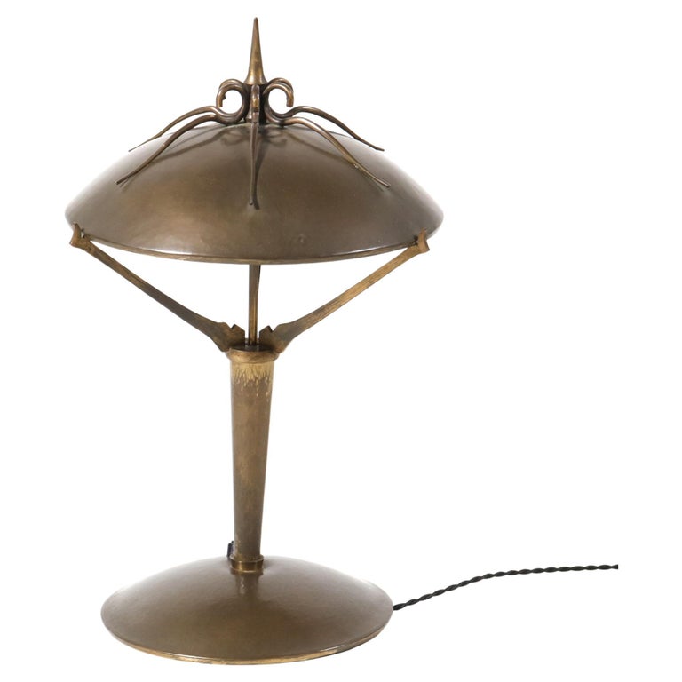 Patinated Brass Art Deco Amsterdamse School Table Lamp or Desk Lamp ...