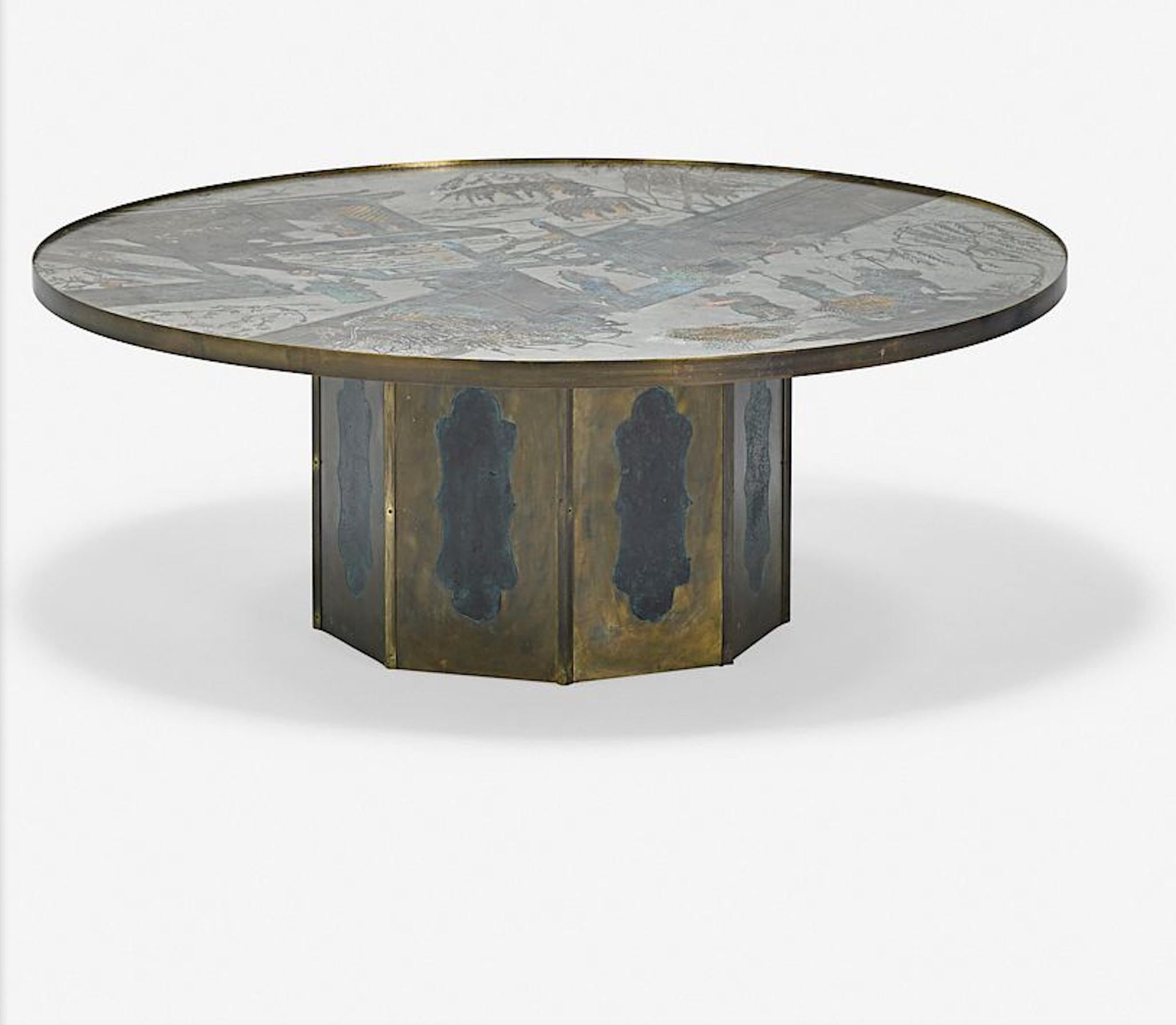 Patinated Brass "Chan" Coffee Table by Philippe and Kelvin Laverne at ...