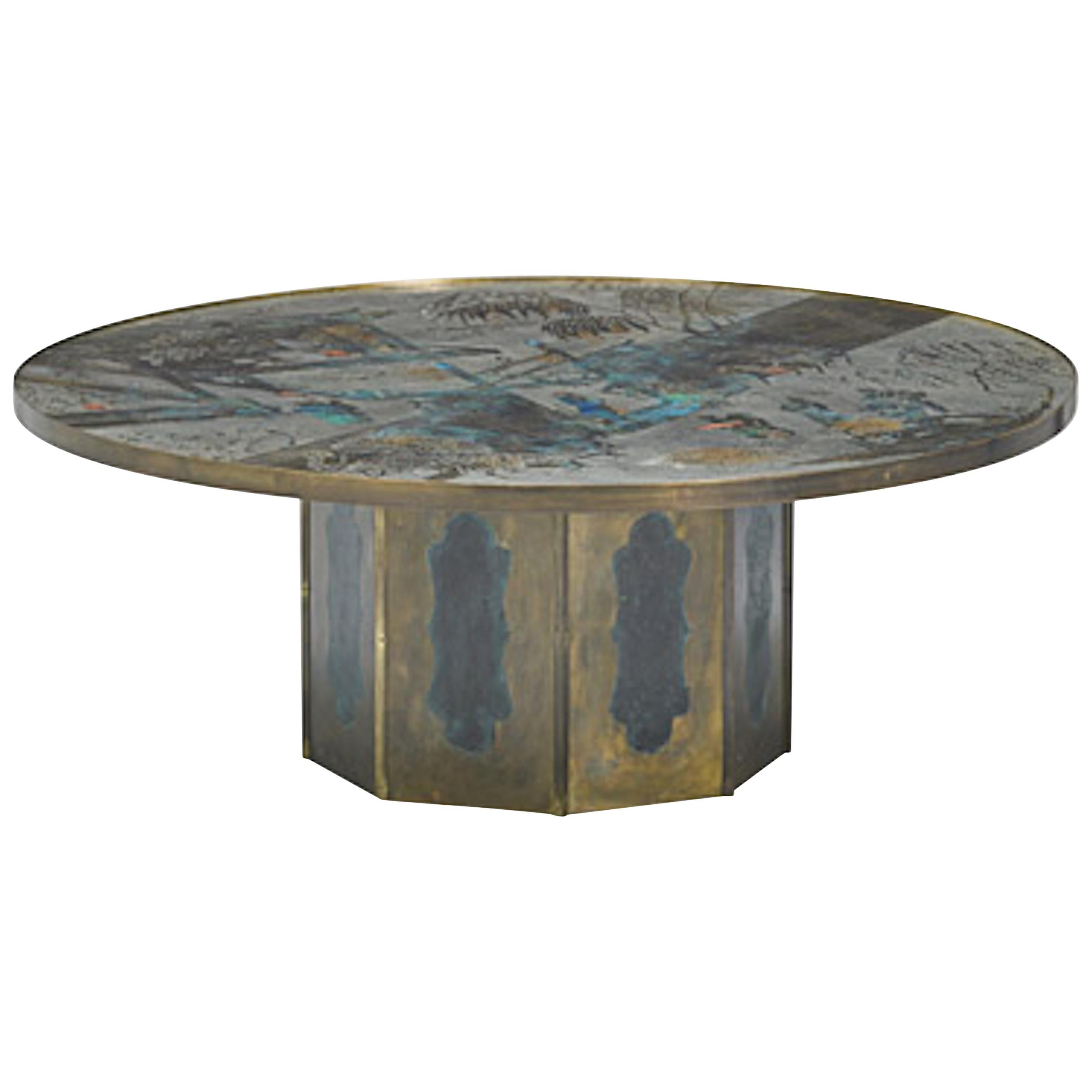 Patinated Brass "Chan" Coffee Table by Philippe and Kelvin Laverne at ...