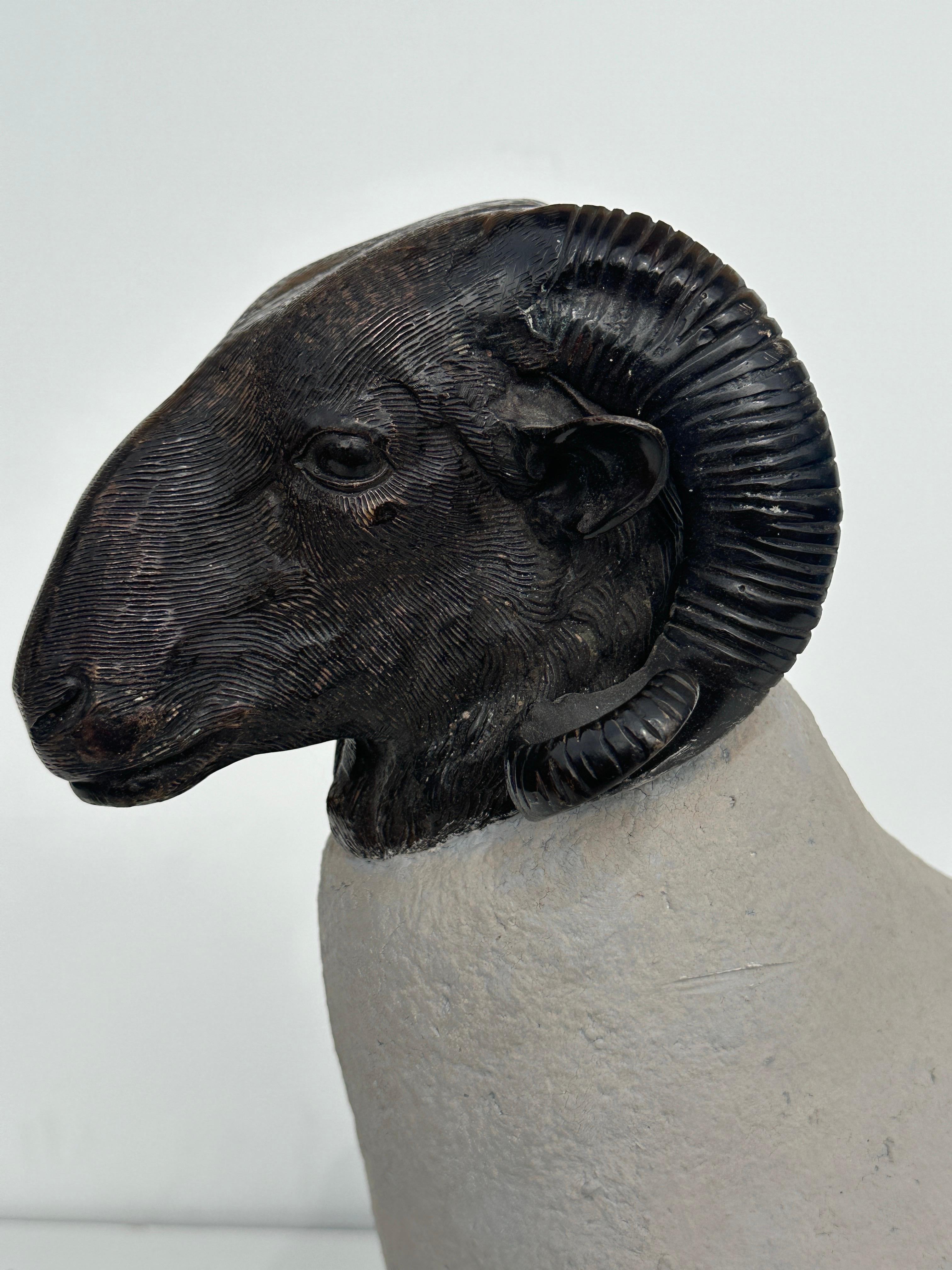 Patinated Brass Ram / Mountain Sheep Sculpture For Sale at 1stDibs