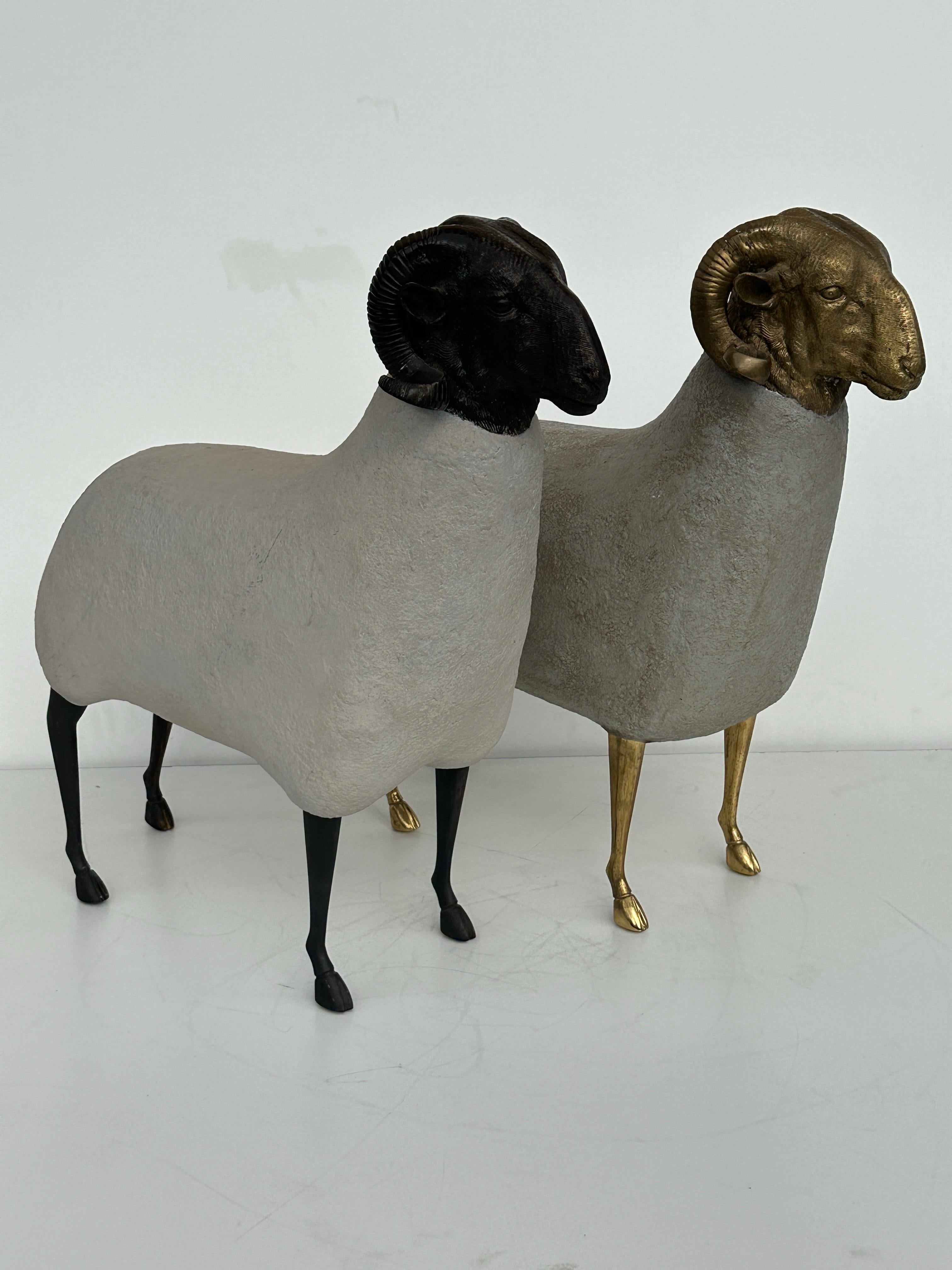 Patinated Brass Ram / Mountain Sheep Sculpture For Sale at 1stDibs