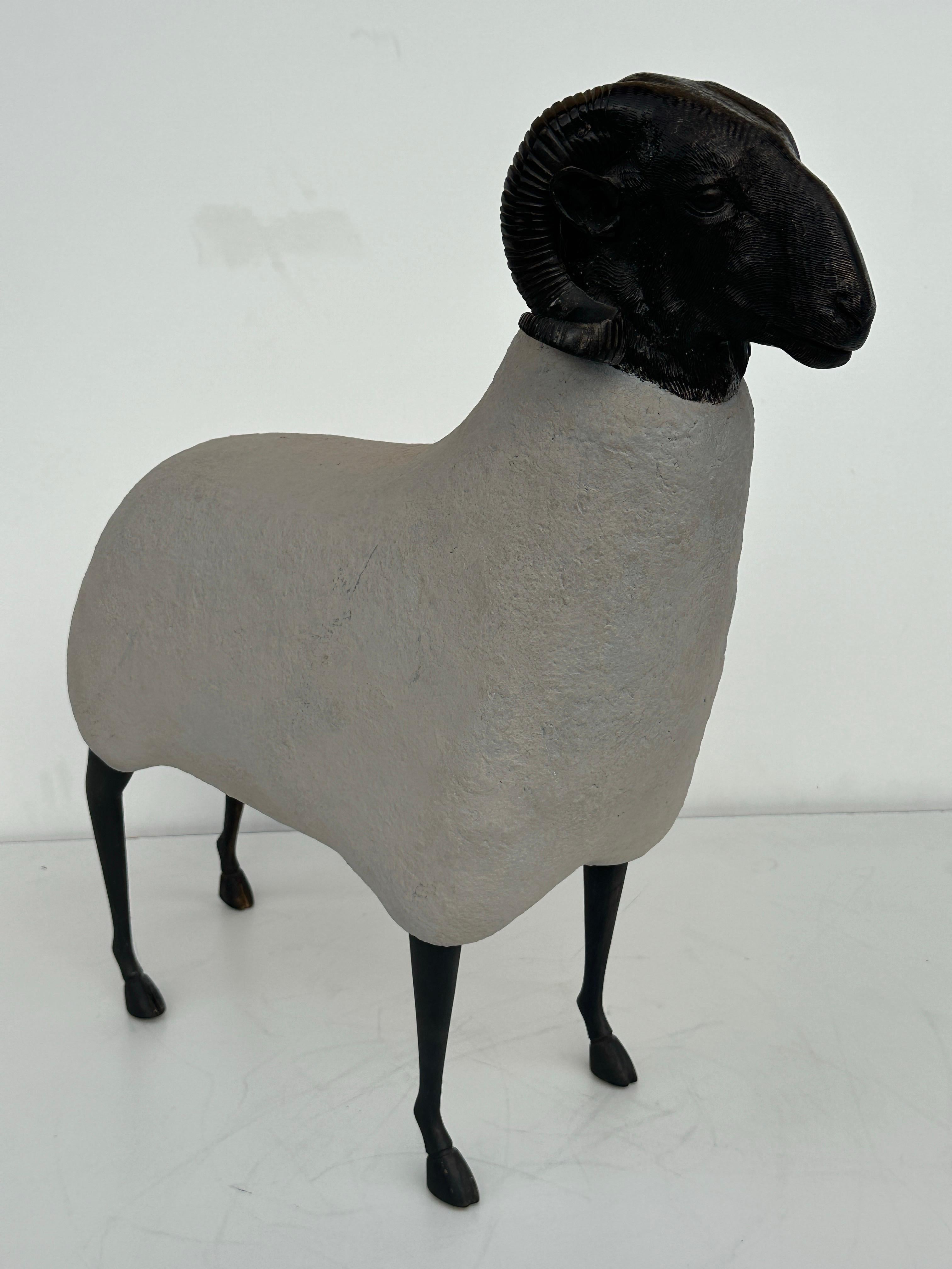 Patinated Brass Ram / Mountain Sheep Sculpture For Sale at 1stDibs