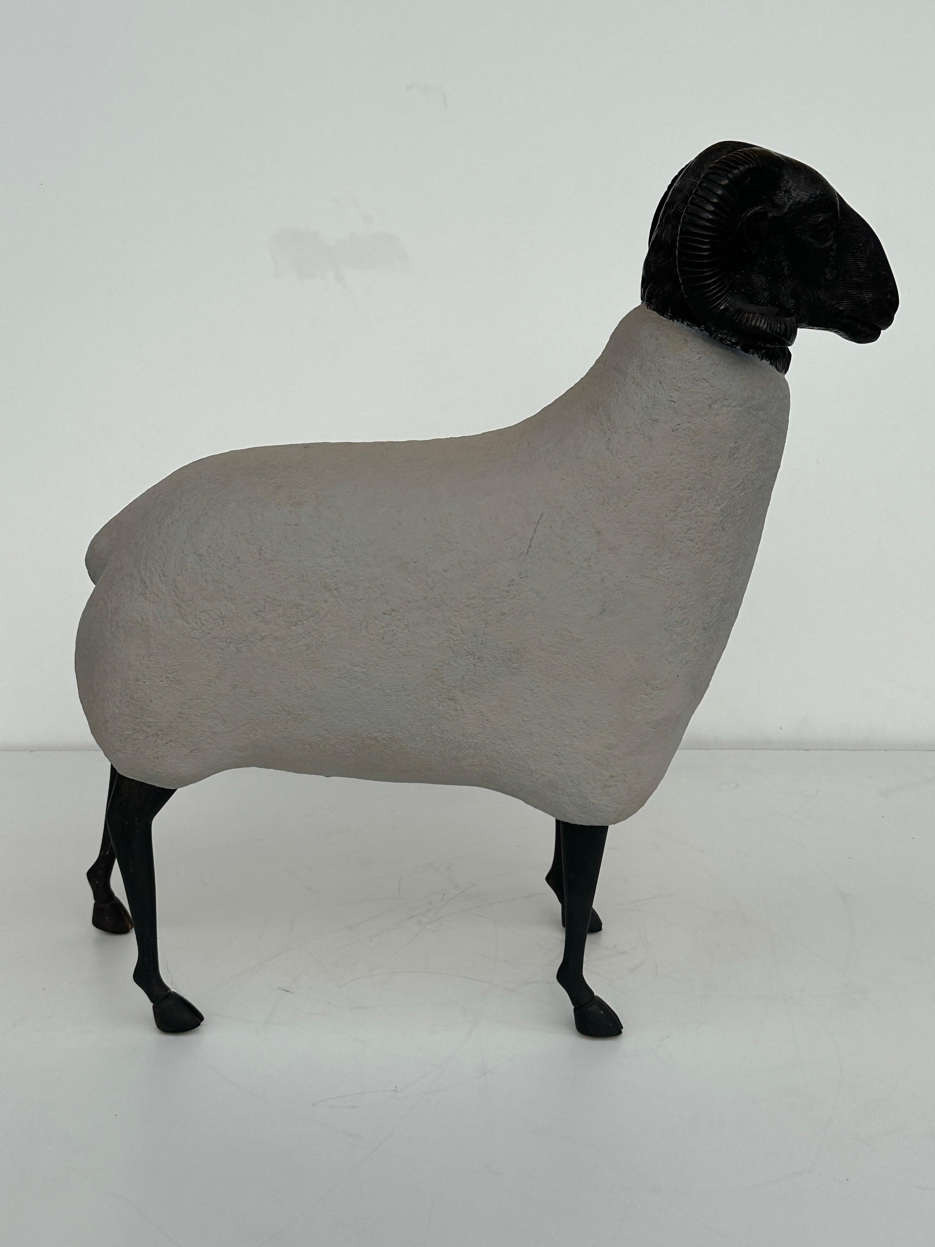 Patinated Brass Ram / Mountain Sheep Sculpture For Sale at 1stDibs
