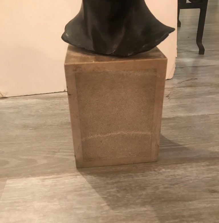 Patinated Bronze and Marble African Male Bronze Bust For Sale at 1stDibs