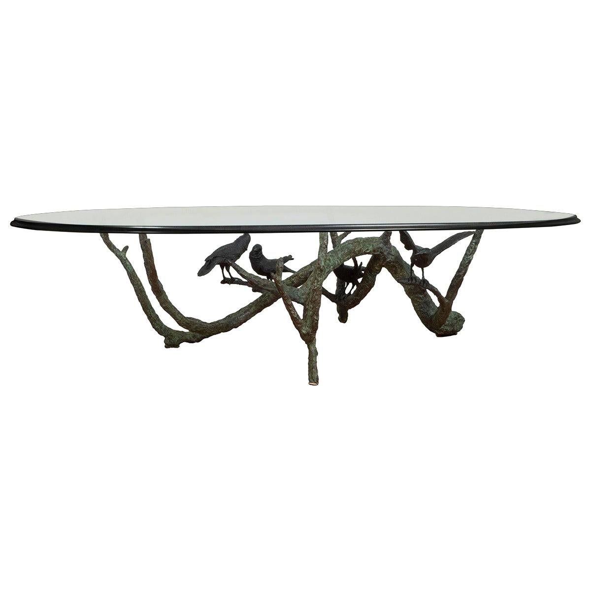 Bronze Aviary Coffee Table with Glass Top at 1stDibs