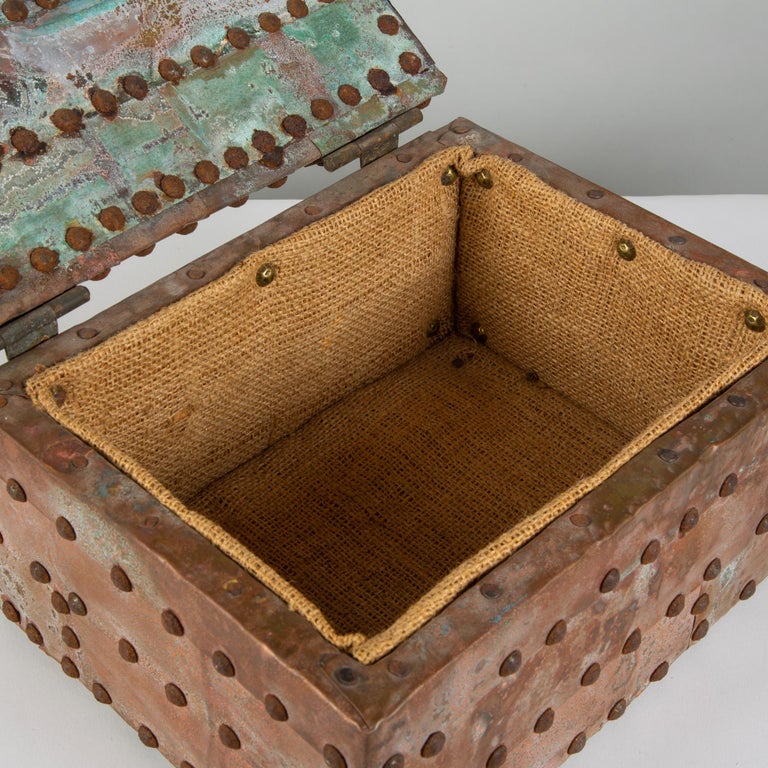 Patinated Bronze Chest with Hinged Lid For Sale at 1stDibs