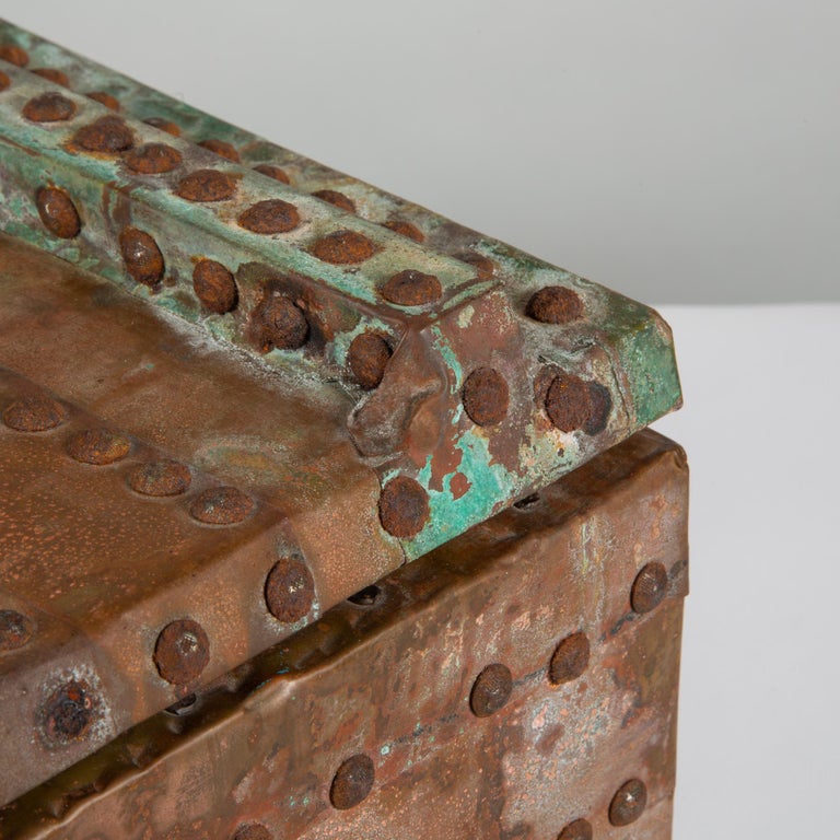 Patinated Bronze Chest with Hinged Lid For Sale at 1stDibs