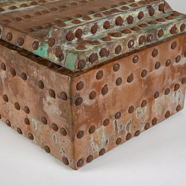 Patinated Bronze Chest with Hinged Lid For Sale at 1stDibs