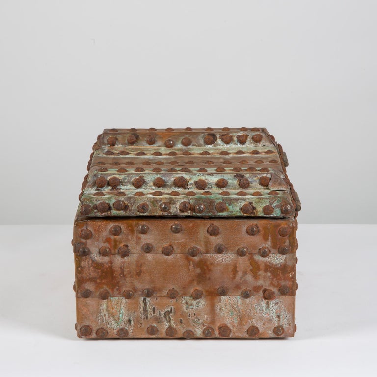 Patinated Bronze Chest with Hinged Lid For Sale at 1stDibs