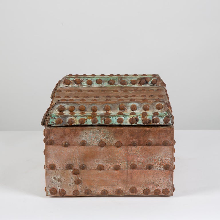 Patinated Bronze Chest with Hinged Lid For Sale at 1stDibs