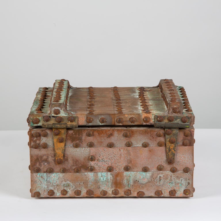 Patinated Bronze Chest with Hinged Lid For Sale at 1stDibs