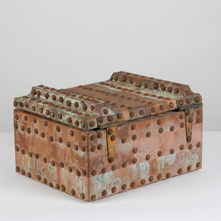 Patinated Bronze Chest with Hinged Lid For Sale at 1stDibs