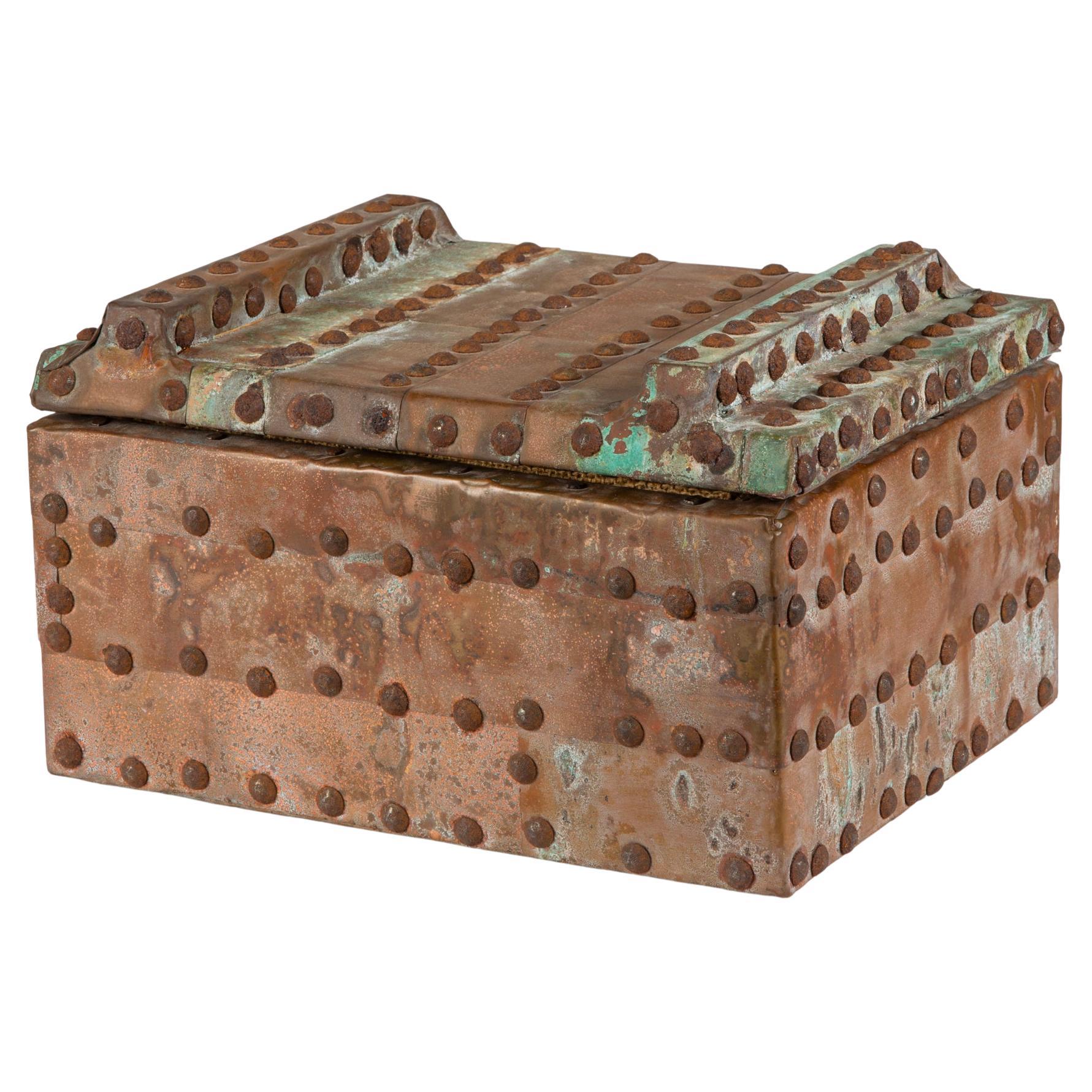 Antique Italian Oval Jewelry Cask in Cast Bronze and Pietra Dura with ...