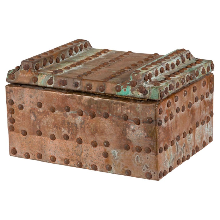 Patinated Bronze Chest with Hinged Lid For Sale at 1stDibs