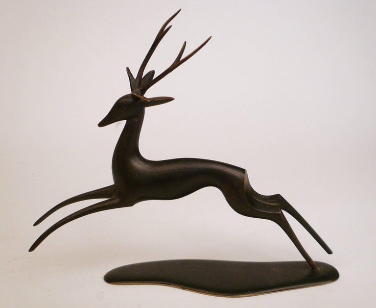 Patinated Bronze Deer Sculpture by Hagenauer at 1stDibs